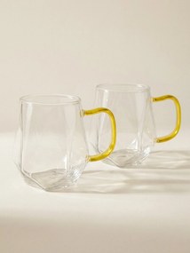 Sinsay - Skleněné hrnky s geometrickým dnem 2 pack - clear