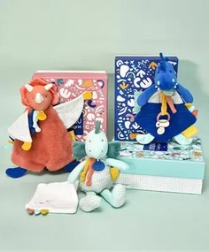 Doudou Dárková sada - Plyšový dinosaurus s dečkou 25 cm zelený / od 0