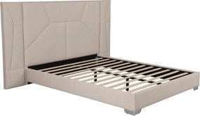 Postel ALTESA 160x200 s roštem a LED osvětlením, béžová Velvet látka Kondela 0000408415