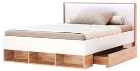 Dětská postel Asti Junior s úložným prostorem a roštem bílá/dub kraft