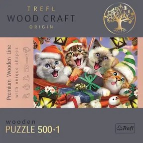 Trefl Wood Craft Origin - Puzzle - Vánoční Kočky / 501 dílků / 37.5 x