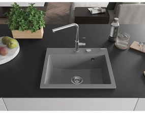 Mexen Oscar, 1-komorový granitový dřez 580x490x205 mm, šedá, 6519581000-71