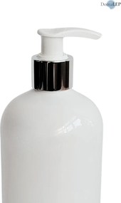Dávkovač na mýdlo 500 ml bílý s bílo-stříbrnou pumpičkou BELA