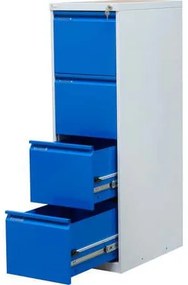Kovona  Jednořadá kovová kartotéka A4 Trent, 4 zásuvky, modrá