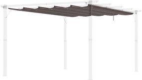 Outsunny Pergola Střecha 3,5x2,6 m Sklopná Náhradní Plachta pro Zahradní Altán s 10 Odtokovými Otvory Hnědá | Aosom