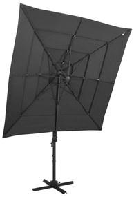 4stupňový zahradní slunečník hliníková tyč antracit 250x250 cm 313822