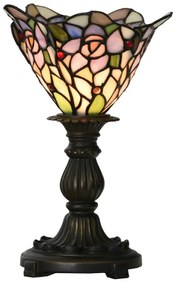 Stolní lampa Tiffany Faas růžovo fialová ve tvaru květu – 20x30 cm