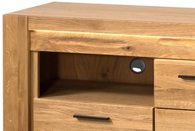 Televizní stolek Velvet II 25 161 cm z masivu s LED osvětlením dub přírodní