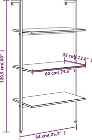 vidaXL 3patrová opěrná police a černá 64 x 35 x 120,5 cm [336381] Barva: Černá