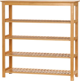HOMCOM Botník, Stojan na boty s 5 úrovněmi, Organizér pro max. 20 párů bot, Police na boty pro předsíň, Chodbu, Bambus, 80 x 29 x 82 cm, Přírodní | Ao