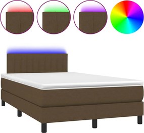 Box spring postel s matrací a LED tmavě hnědá 120x190 cm textil 3270056