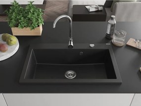 Mexen Elix granitový dřez s jednou komorou 800 x 500 mm, černý, sifon chrom - 6527801005-77