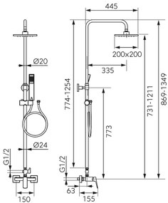 Ferro Vitto Verdeline, sprchová sada 150 mm s horní dešťovou hlavicí, chrom lesklý, NP81-BVI7UVL