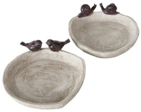 Napajedlo pro ptáky Snails, 6x21 cm, polyresin, béžová
