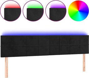 Čelo postele s LED černé 160x5x78/88 cm samet 3121668