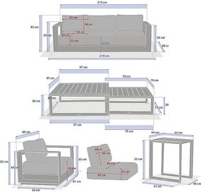 Hliníková sestava pro 5 osob MADRID NEW (terracotta)