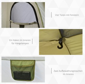 Outsunny Dvojcestný stan pro 4 osoby - Lehce, stabilní, voděodolný, UV 50+ pop-up stan pro kempování s háčkem, dveřmi, oknem, podlážkou, rodinný stan…