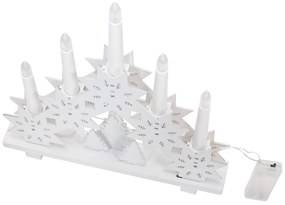 Tutumi, LED dřevěný vánoční svícen 32x28 cm, teplé bílé světlo, bílá, CHR-03510