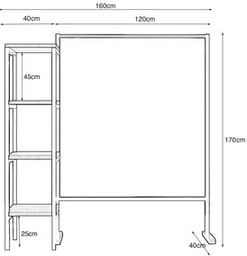 Kalune design Otevřená šatní skříň ISTINYE 170x160 cm