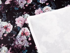 Biante Sametový běhoun na stůl Tamara TMR-011 Květiny na černém 35x140 cm