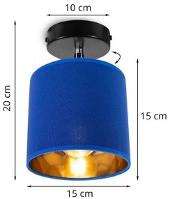 Stropní svítidlo GAMA, 1x modré textilní stínítko, (možnost polohování)