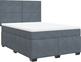 Box spring postel s matrací tmavě šedá 140x200 cm samet 3290925