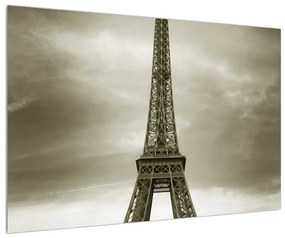 Obraz Eiffelovy věže a růžového auta (90x60 cm)