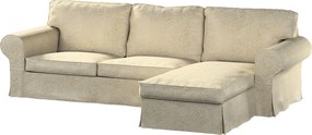 Potah na pohovku IKEA Ektorp 2-místná s lenoškou barva béžová látka lesklé, pletený vzor, vzorované