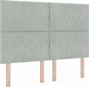Postel s boxspringem s čelo Světle šedá 140 x 200 cm samet 3345011