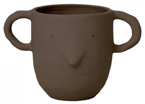 ferm LIVING Keramický obal na květináč Mus Plant Pot Large, hnědá barva, keramika