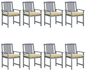 Zahradní židle s poduškami 8 ks masivní akáciové dřevo šedé,  3078251