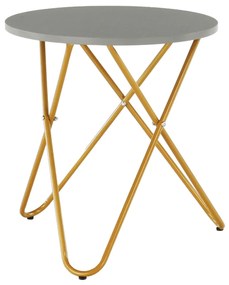 Příruční stolek RONDEL MDF deska, fólie šedá, kov zlatý lak, VÝPRODEJ