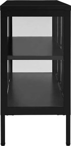 Příborník černý 105 x 35 x 70 cm ocel a sklo 336067