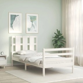 vidaXL Rám postele s čelem 100 x 200 cm masivní dřevo [3194107] Barva: Bílá