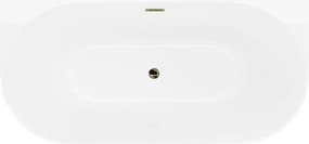 Mexen Oval Slim volně stojící přisazená vana 170 x 80 cm, bílá, přepad zlatý - 52661708000-50