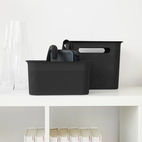 Rotho Úložný box s víkem a s madly BRISEN 16l, 36x26,2x21cm, černý