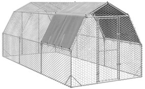 Výběh pro slepice se střechou 2,5x6x2,25 m pozinkovaná ocel 3328527