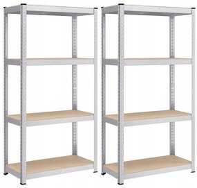 Sada regálů Regmet 2 ks 160 cm hnědá/stříbrná
