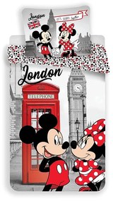 JERRY FABRICS Povlečení Mickey a Minnie Londýn Telephone Bavlna 140/200, 70/90 cm
