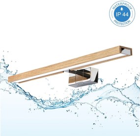 Brilagi-LED Koup osvět zrcad 3v1 WOODY MIRROR LED/12W/230V 60 cm IP44 chrom/dub