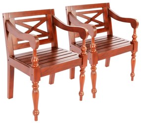 Židle Batavia 2 ks tmavě hnědé masivní mahagonové dřevo,  246965