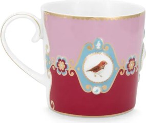 Pip Studio Love Birds Medallion hrnek 165ml, červeno-růžový (malý hrnek 165ml)