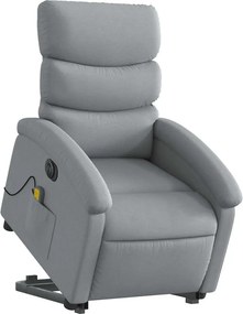 Elektrické zvedací masážní polohovací křeslo světle šedé textil 3204014