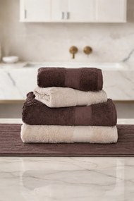 Výhodná sada ručníků DELUXE + předložka LOFT Hnědá / Světle béžová