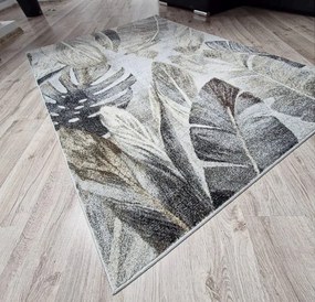 HU Béžovo-šedý koberec Villa 869 s listovým vzorem Rozměr: 60x100 cm