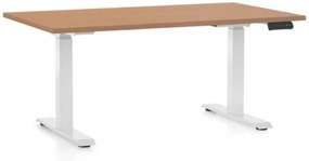 Výškově nastavitelný stůl OfficeTech D, 120 x 80 cm - bílá podnož Barva: Buk