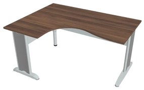 Stůl ergo vlna pravý 160×120/80 cm - Hobis Cross CE 2005 P Dekor stolové desky: ořech, Dekor lamino podnože: šedá, Barva nohou: Stříbrná