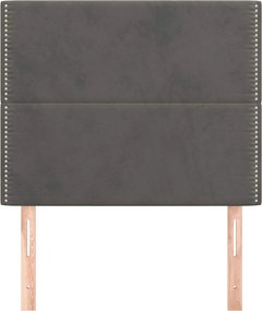 Čelo postele tmavě šedé 90x5x118/128 cm sametové 3116229