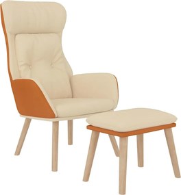 Relaxační křeslo s podnožkou krémová umělá kůže a textil 3097763