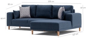 Hanah Home Rohová pohovka FRANZ tmavě modrá pravá 825BLC1394
